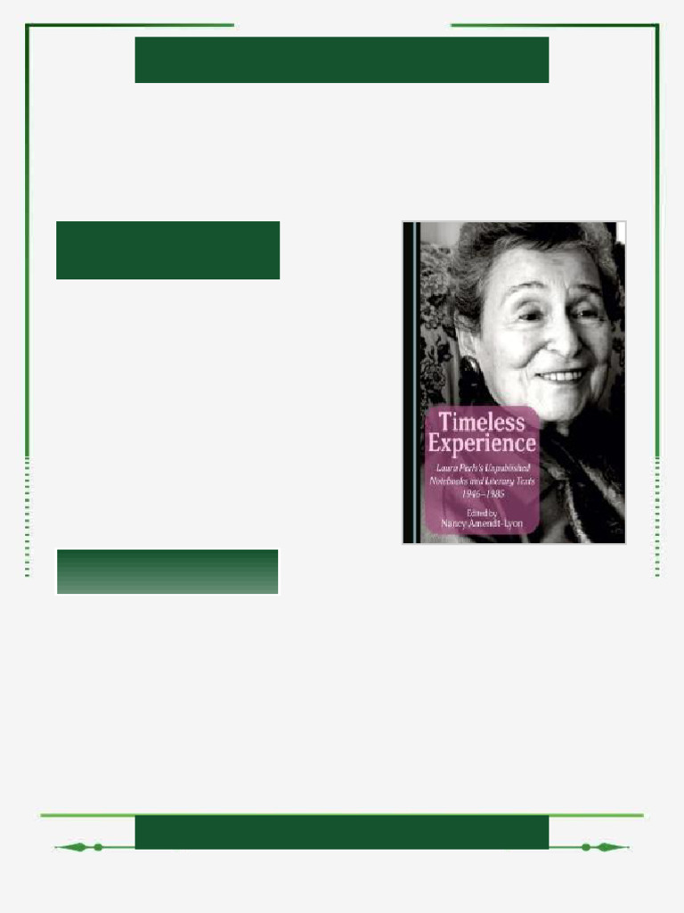 Timeless Experience Laura Perls s Unpublished Notebooks and Literary ...