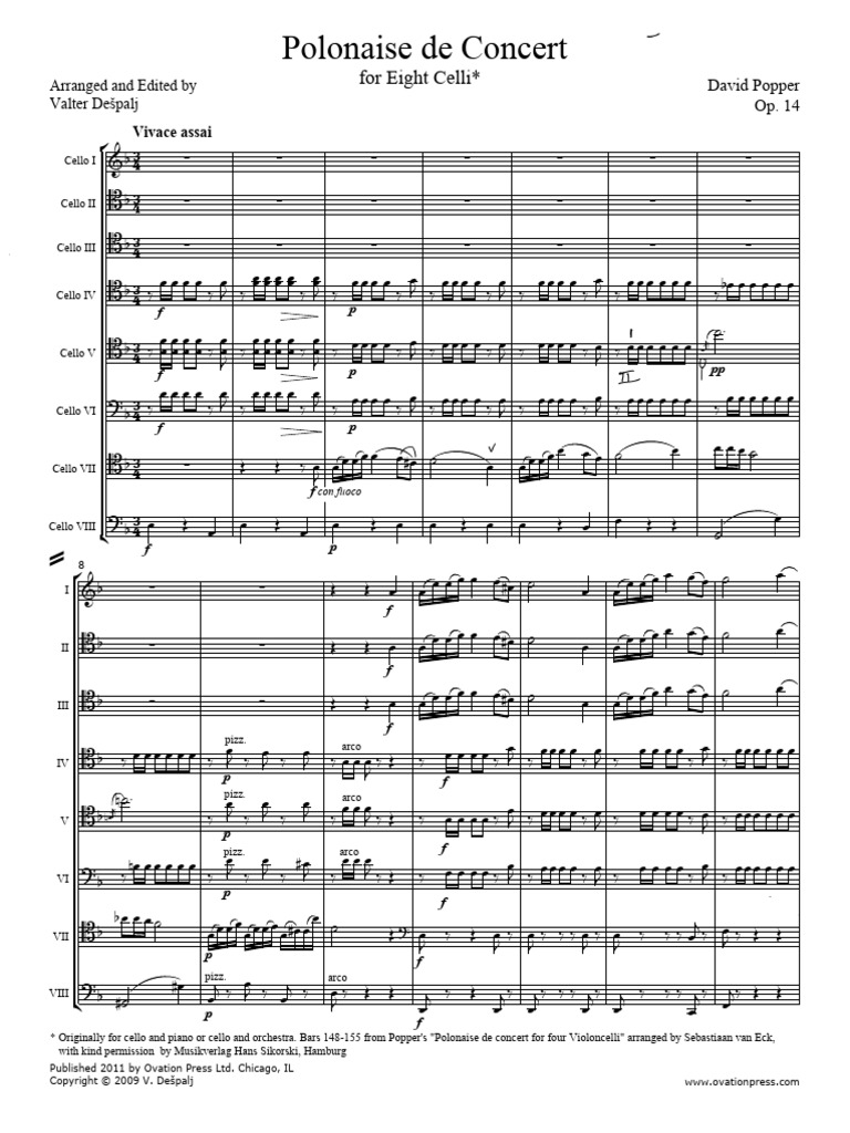 Polonaise de Concert for Eight Celli | PDF | Classical Music | String ...