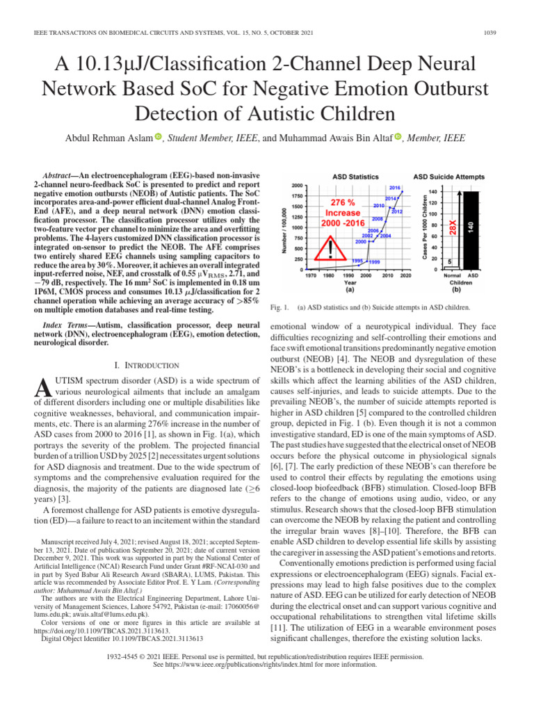 SoC for Emotion Detection in Autism | PDF | Autism | Deep Learning