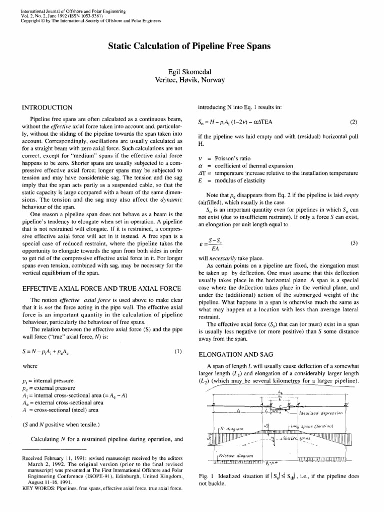 Static Calculation of Pipeline Free Spans | PDF | Beam (Structure ...