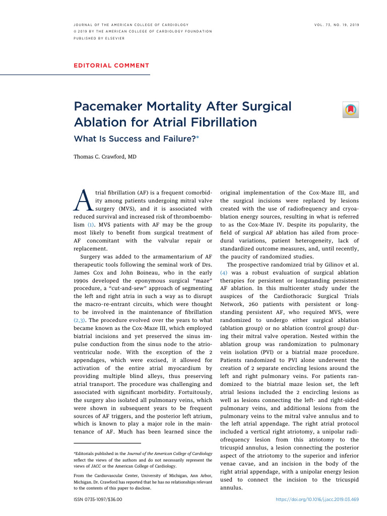 Pacemaker Risks in Atrial Fibrillation Surgery | PDF | Atrium (Heart ...