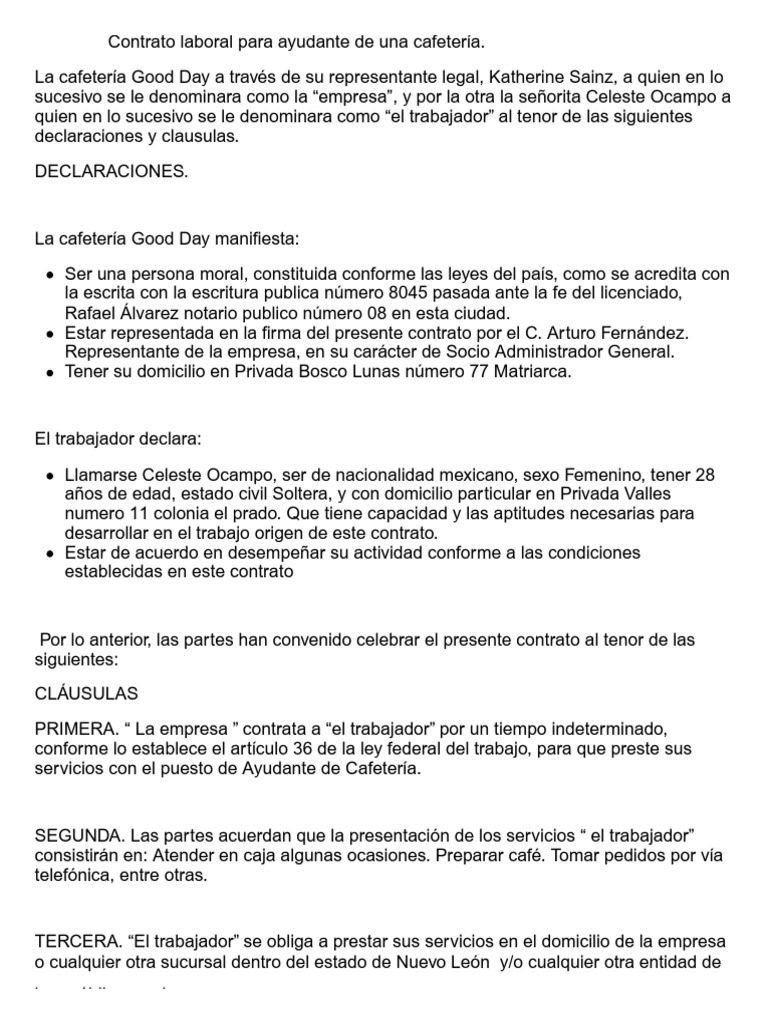 Contrato Laboral Para Ayudante de Una Cafetería .Docx 20250313 204635 ...