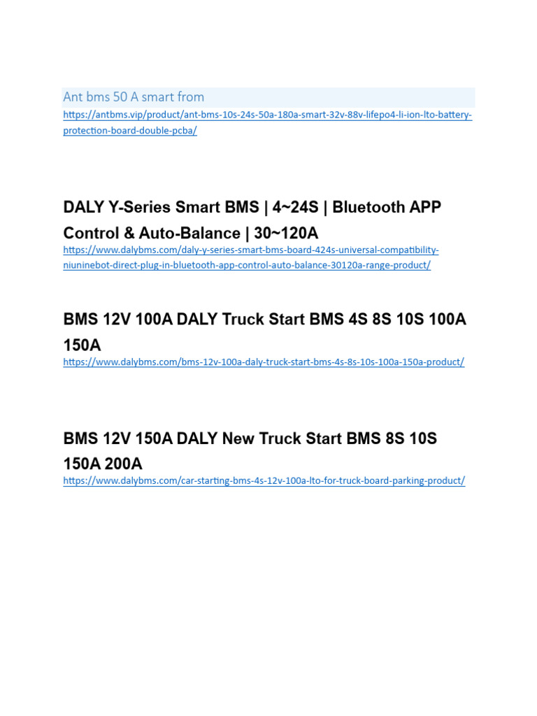 Smart Bms List | PDF