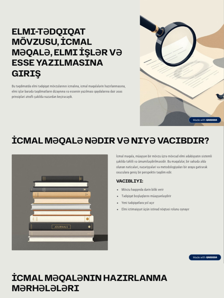 Elmi Tedqiqat Movzusu Icmal Meqale Elmi Isler Ve Esse Yazilmasina Giris ...