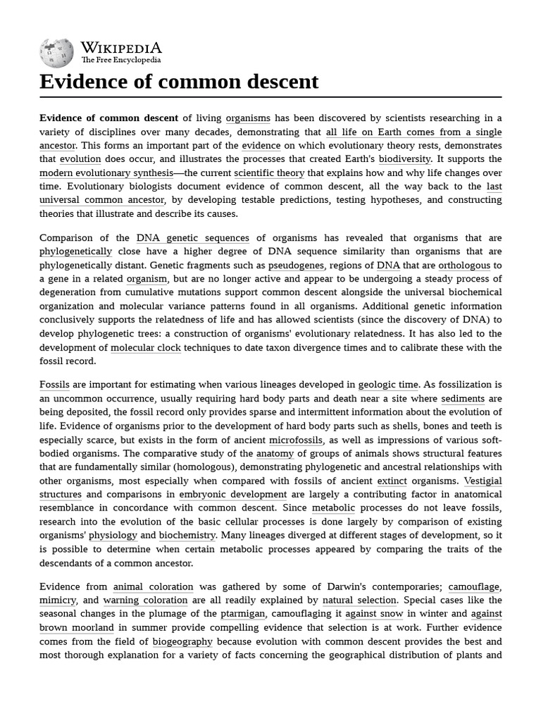 Evidence Supporting Common Descent | PDF | Evolution | Conserved Sequence