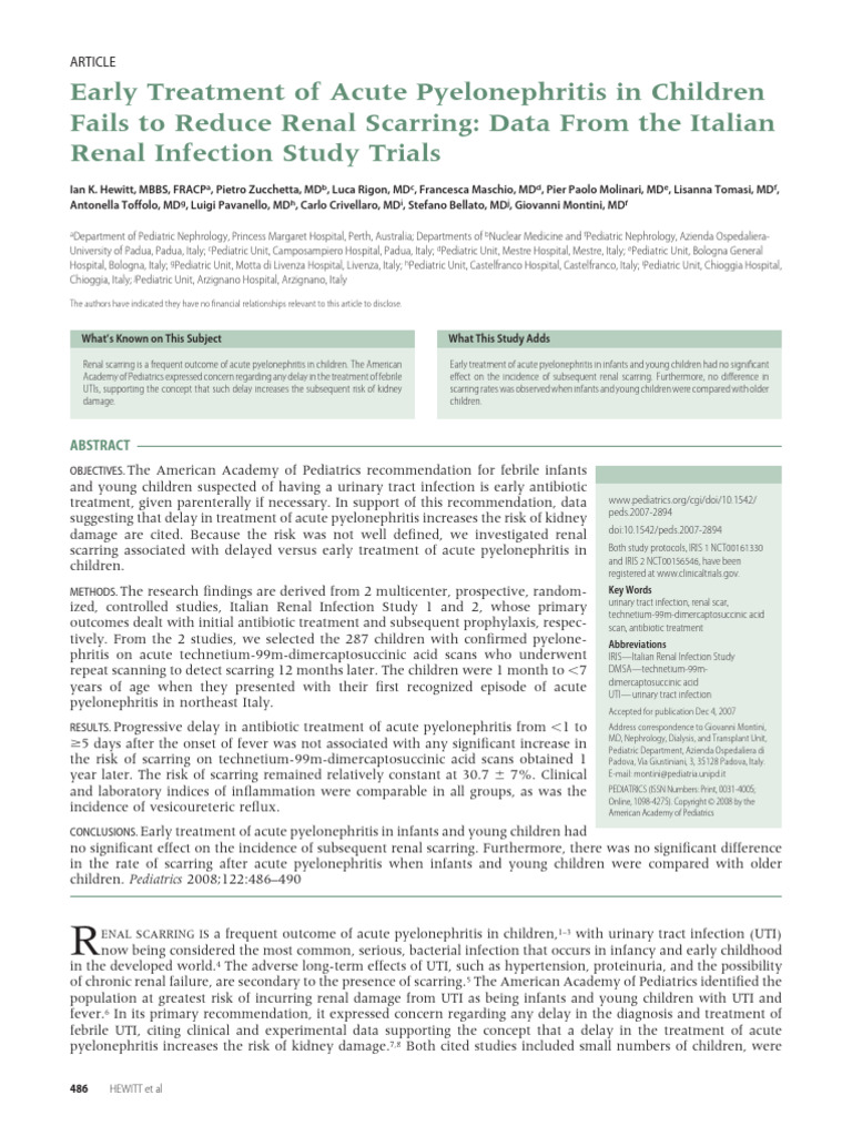 early treatment of acute pyelonephritis | PDF | Urinary Tract Infection ...