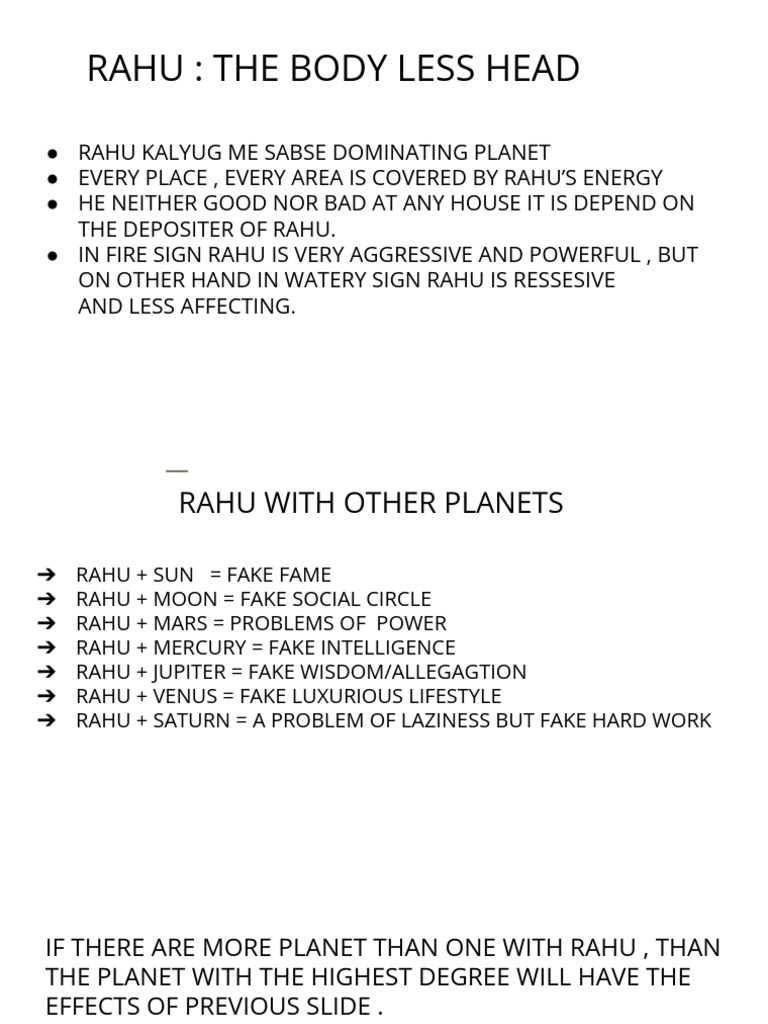 Rahu _ the Body Less Head | PDF