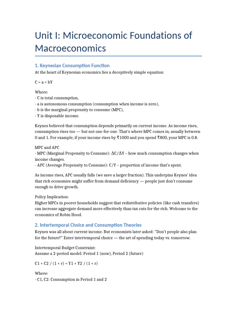 Microeconomic Foundations of Macroeconomics | PDF | Consumption ...