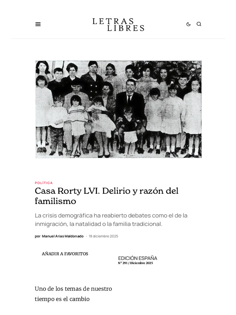 Casa Rorty LVI. Delirio y razón del familismo | PDF | Matrimonio ...