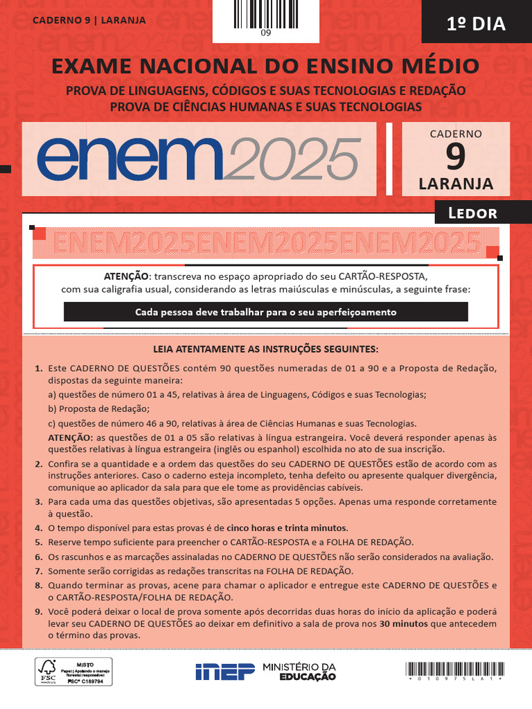Prova ENEM LEDOR 2025 | PDF | Linguística