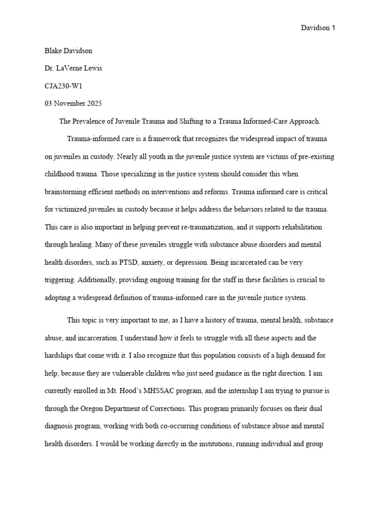 Capstone Research Project Final | PDF | Psychological Trauma | Juvenile ...