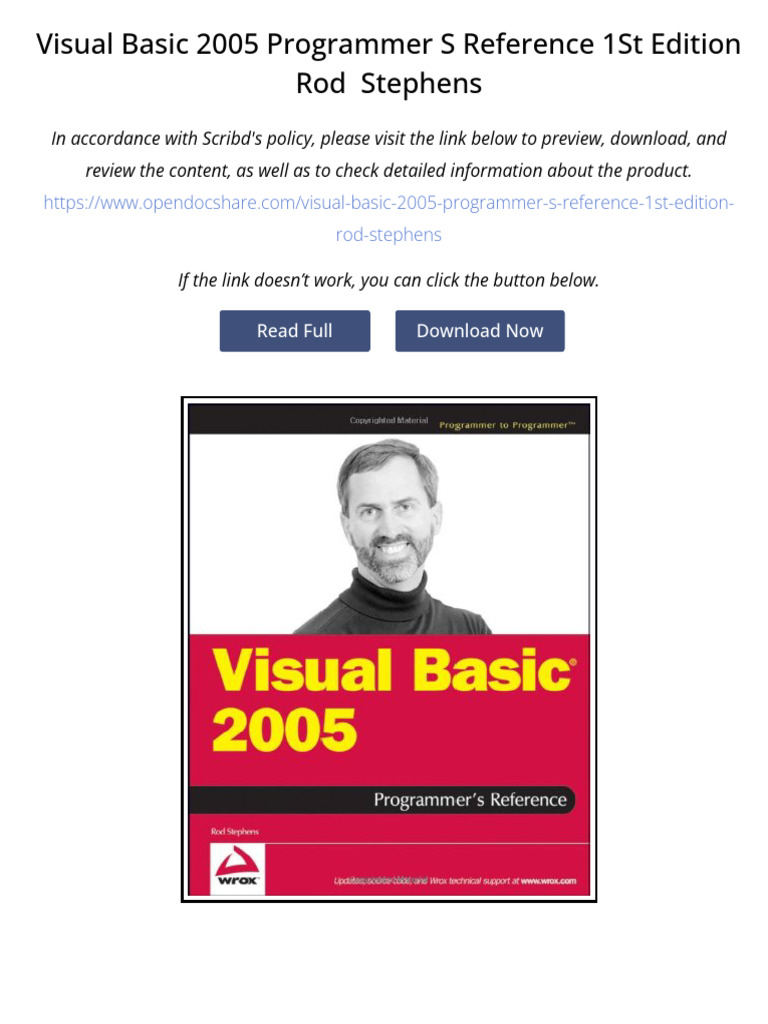 Visual Basic 2005 Programmer s Reference 1st Edition Rod Stephens | PDF ...