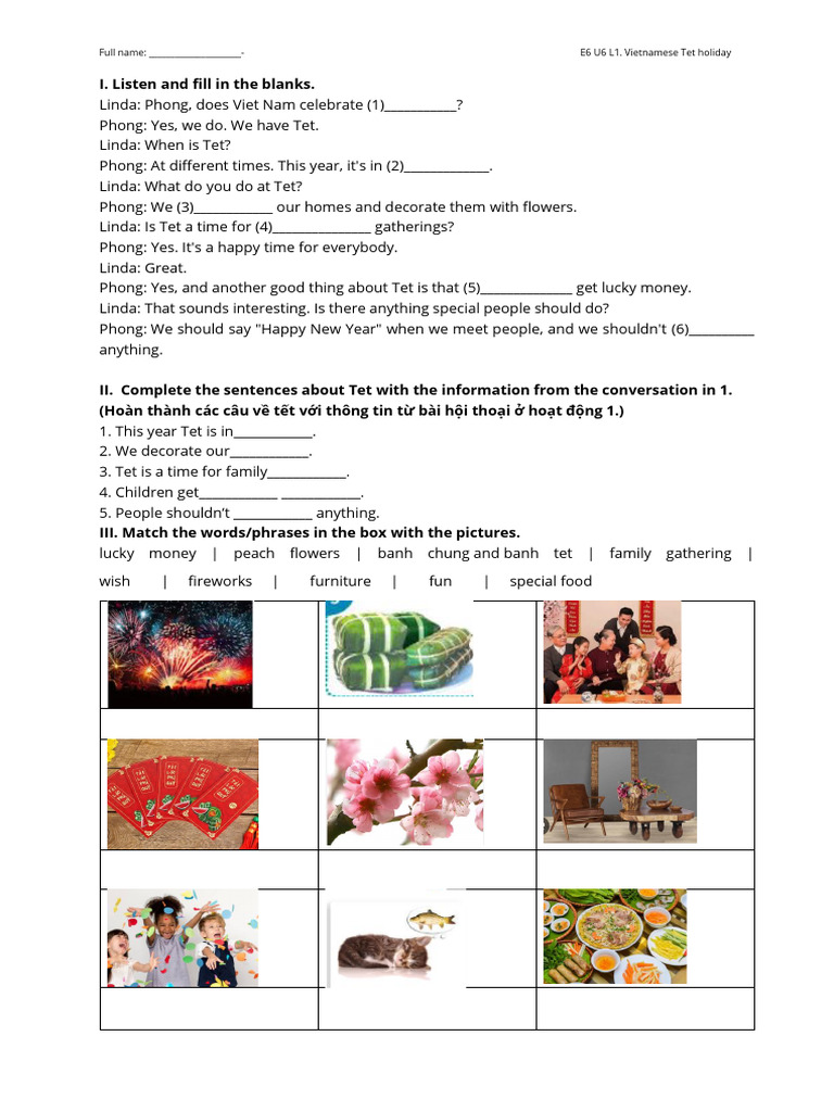 Vietnamese Tet Holiday Activities Guide | PDF | Syntax | Linguistics