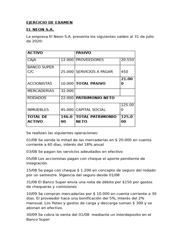 solucion neon Solucion de ejrcicio de la UNLam | PDF | Bancos | Cheque