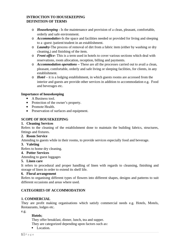 Housekeeping Notes-Ccam 2and Dcam1 | PDF | Hotel | Housekeeping