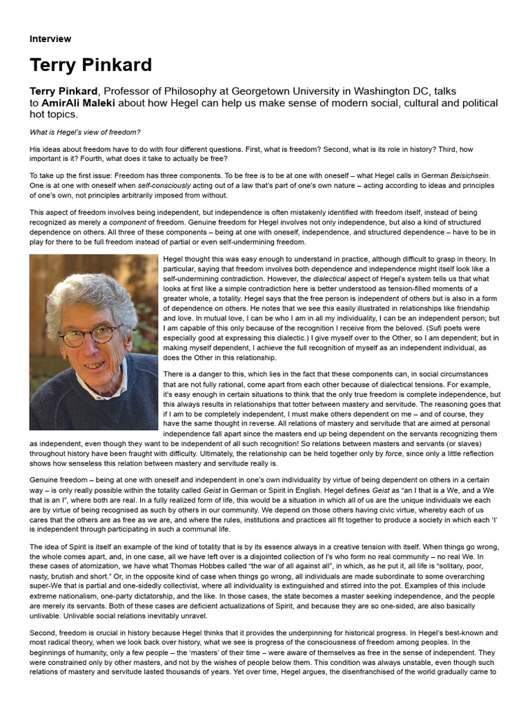 Terry Pinkard - Issue 159 - Philosophy Now | PDF | Georg Wilhelm ...