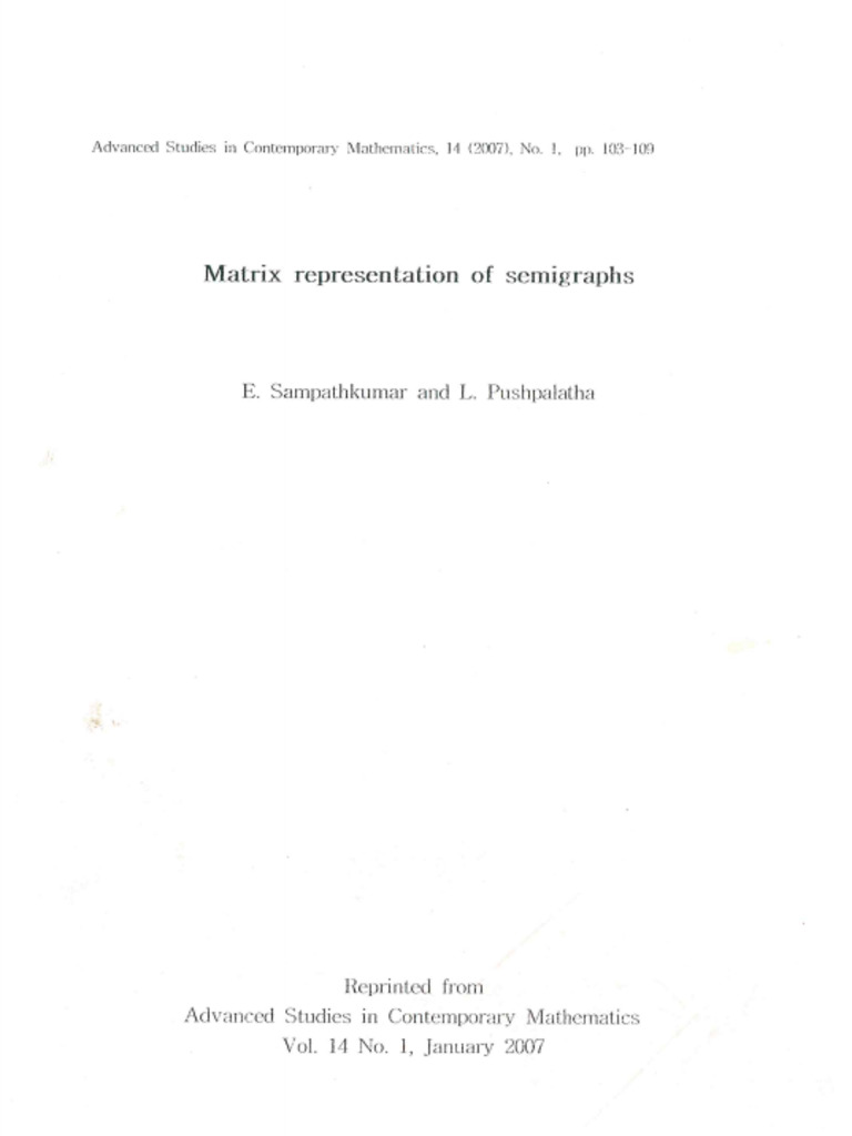 Matrix Representation of Semi Graphs | PDF