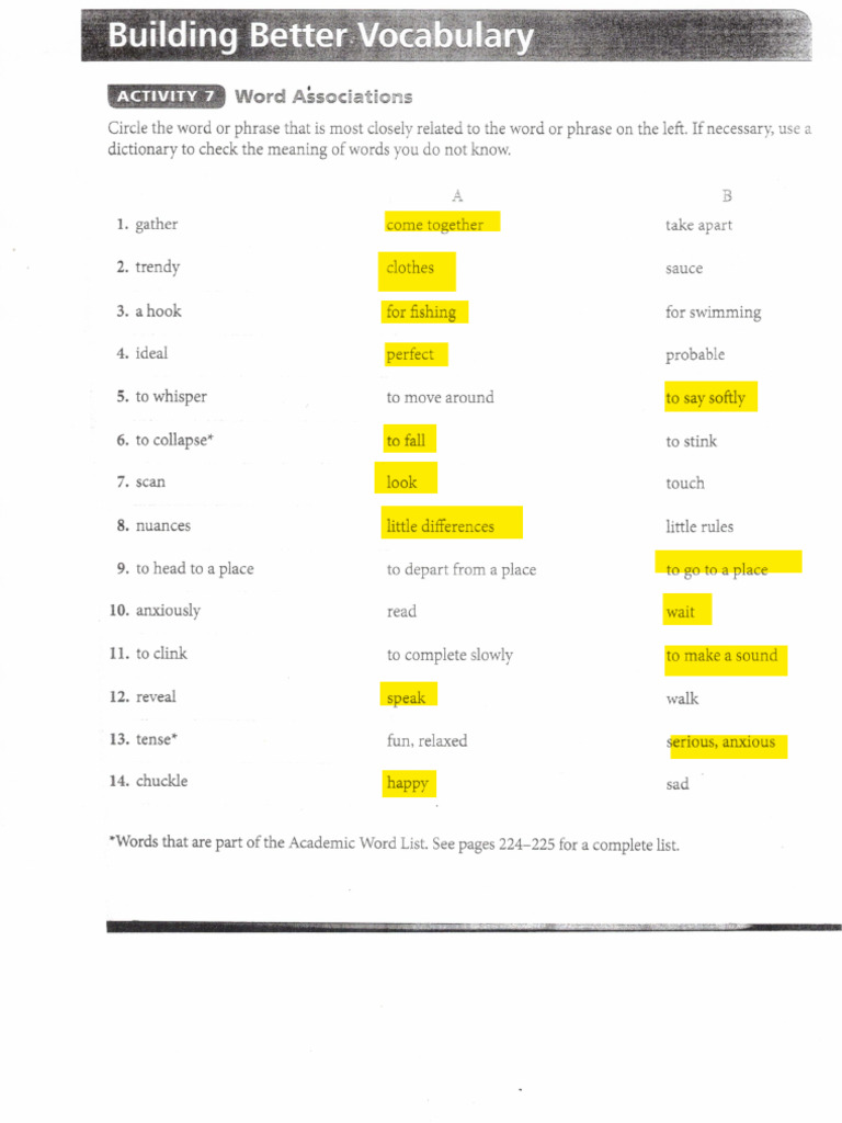 Creative Word Association Exercise | PDF