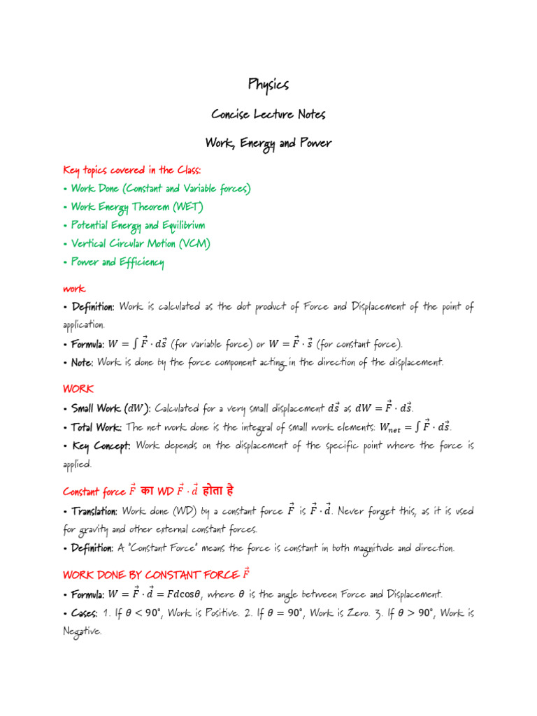Work, Energy, and Power in Physics | PDF | Force | Physical Quantities