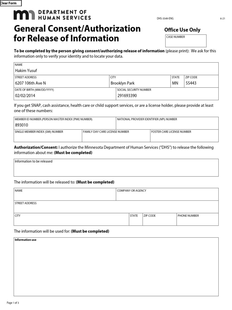 Minnesota DHS Consent Form | PDF