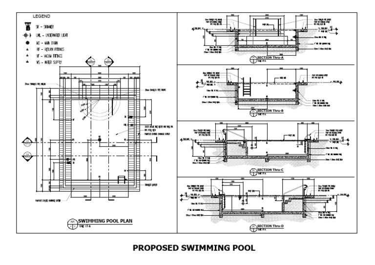 Swimming Pool Plan and Sections | PDF