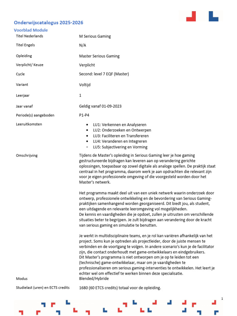 Onderwijscatalogus ECHE 2025-2026 Ma SEGA Voltijd | PDF