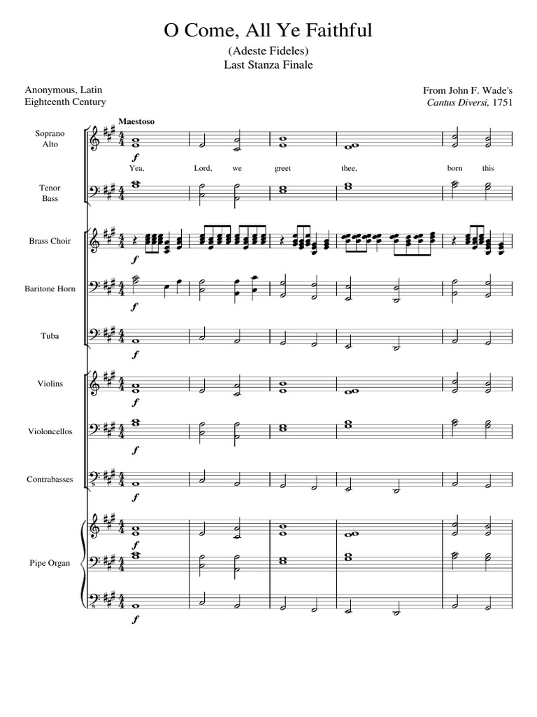 O Come All Ye Faithful Satb With Orchestra | PDF | O Come | Vocal Music