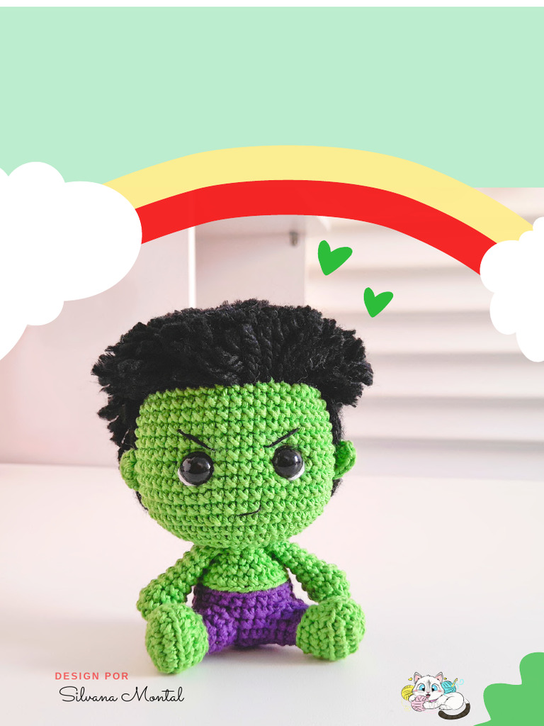 Mini Super Heróis Hulk | PDF | Crochê | Bordado
