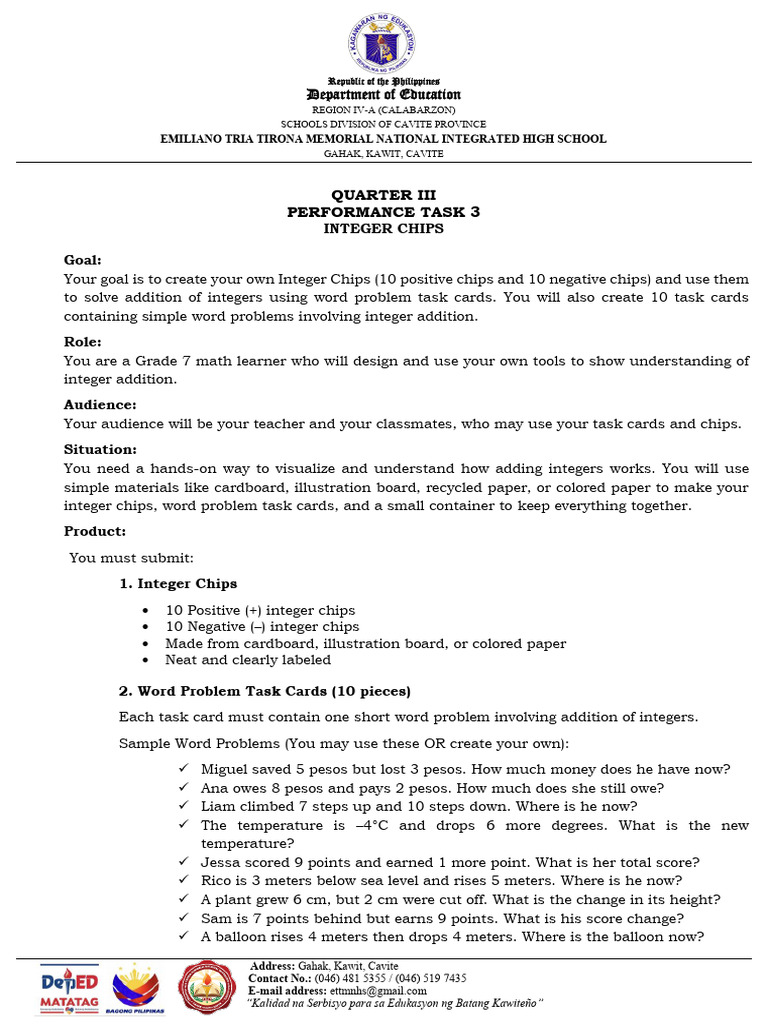 Performance Task 3 Quarter 3 | PDF