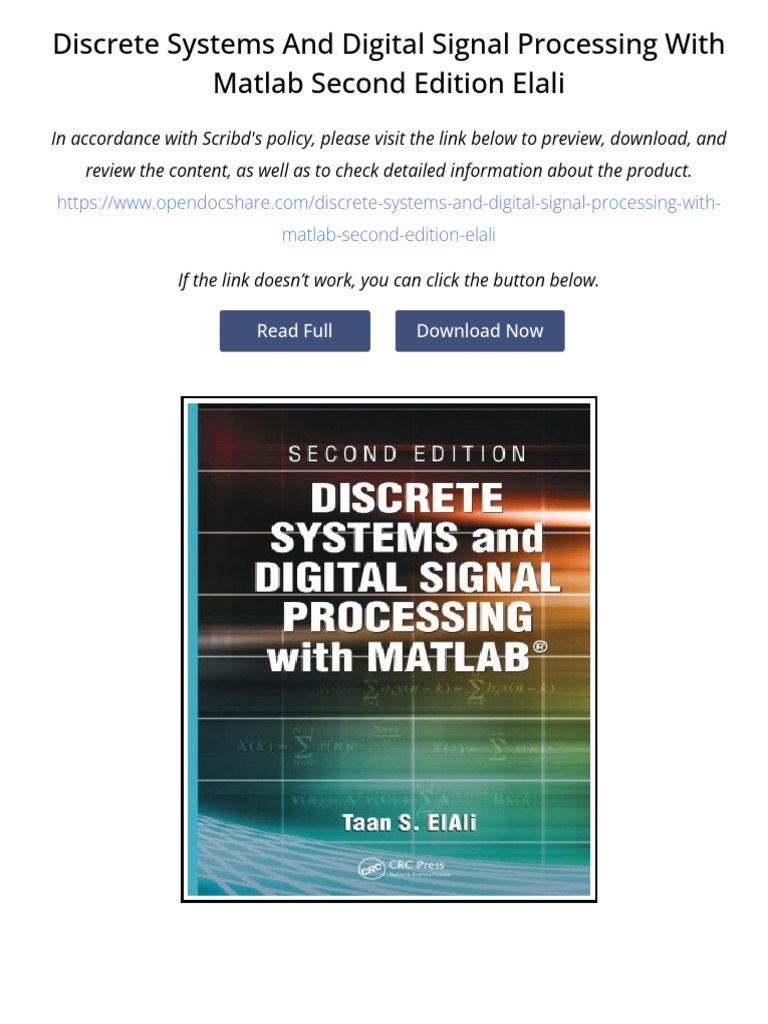 Discrete systems and digital signal processing with MATLAB Second ...