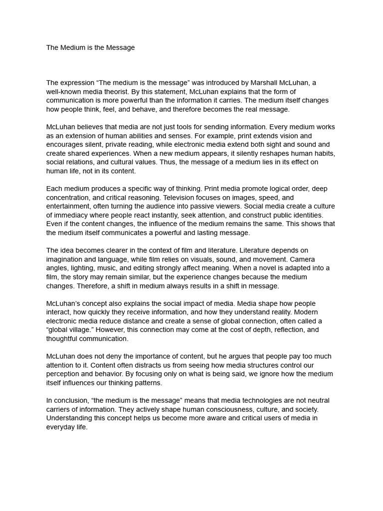 Medium is the Message | PDF | Information | Attention