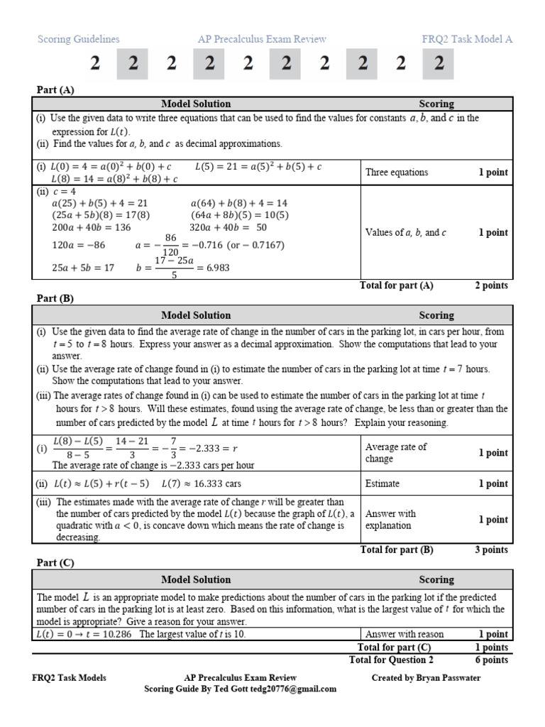 AP Precalculus Exam Review Scoring Guide | PDF | Errors And Residuals ...