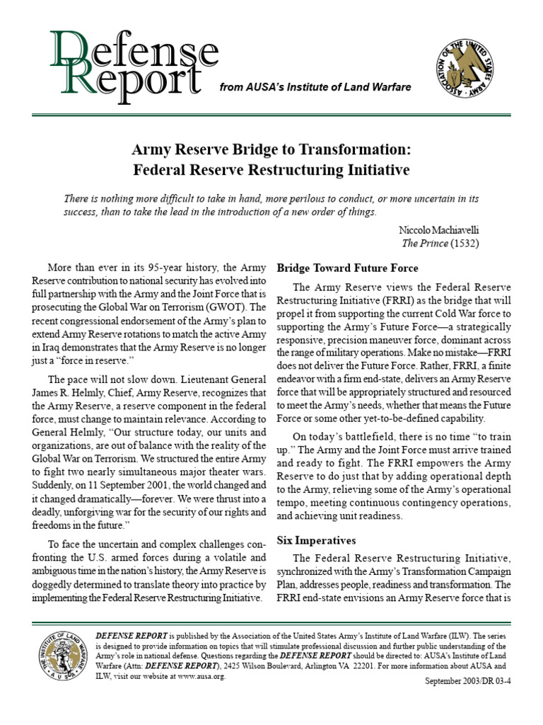 DR 03 4 Army Reserve Bridge to Transformation Federal Reserve ...