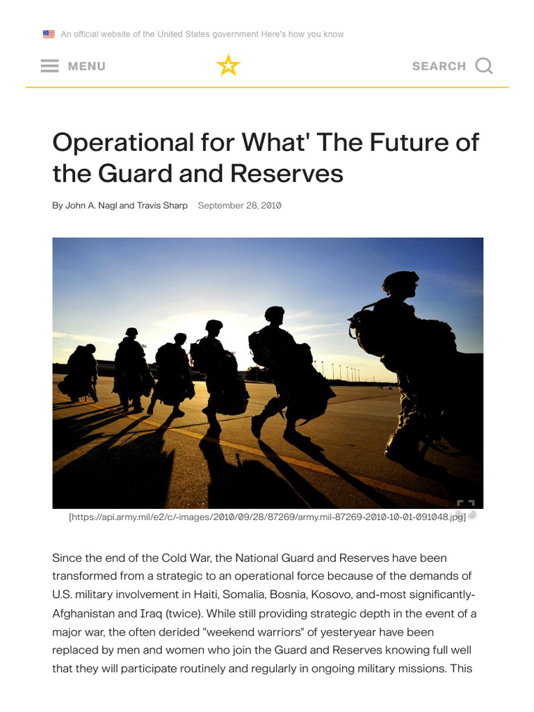 Operational For What' The Future of The Guard and Reserves - Article ...