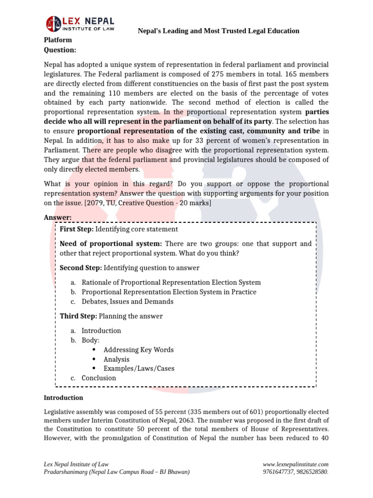 2. Proportionial Representation System, Pros and Cons in Nepal | PDF ...