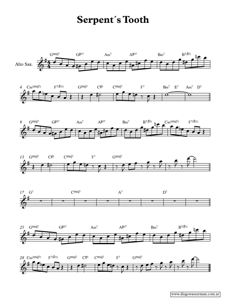 Diego Wasserman - Serpent´s Tooth for altosax | PDF