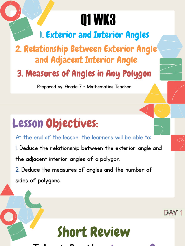 Lecture 3 Exterior and Interior Angles | PDF | Classical Geometry ...