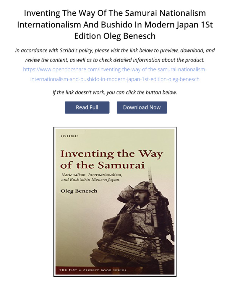 Inventing the Way of the Samurai Nationalism Internationalism and ...