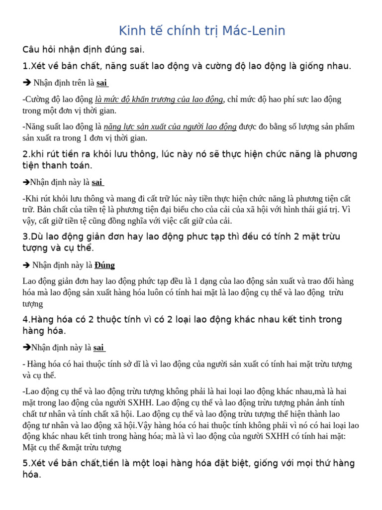 Kinh Tế Chính Trị Mác | PDF