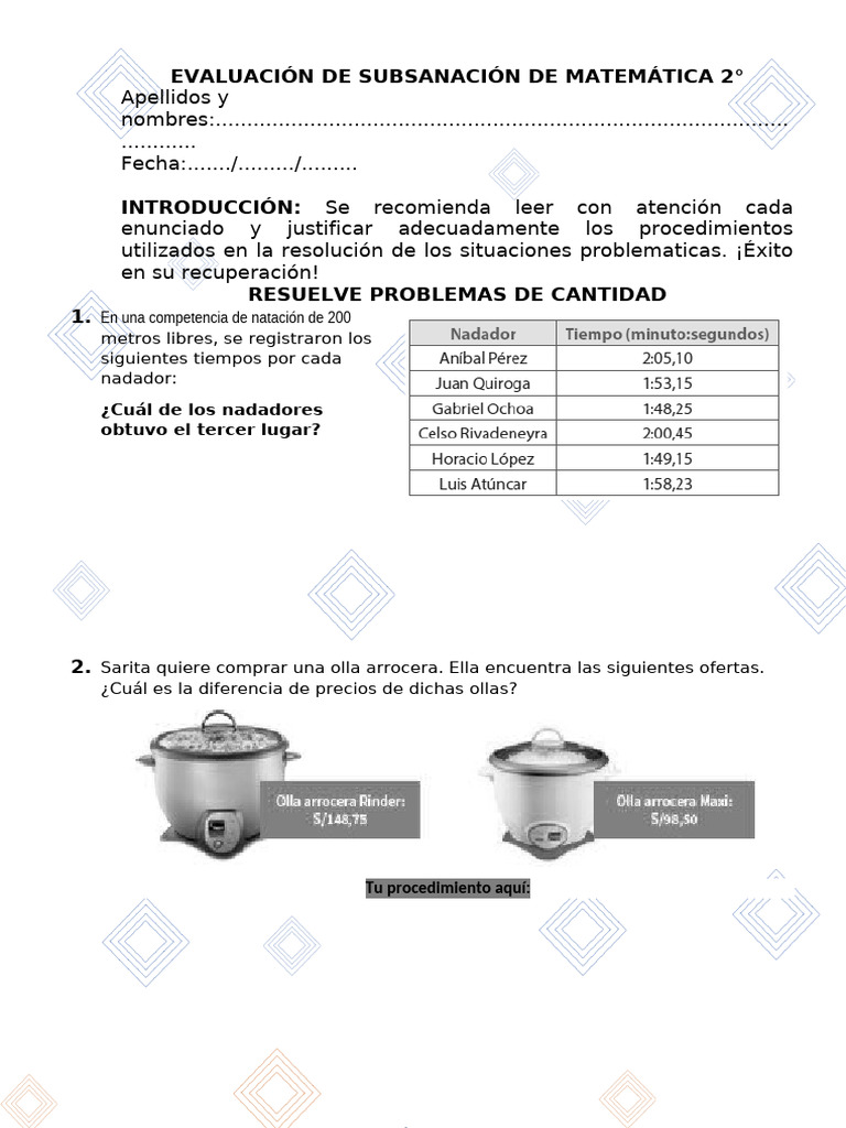 EVALUACION RECUPERACION 2025 2° | PDF