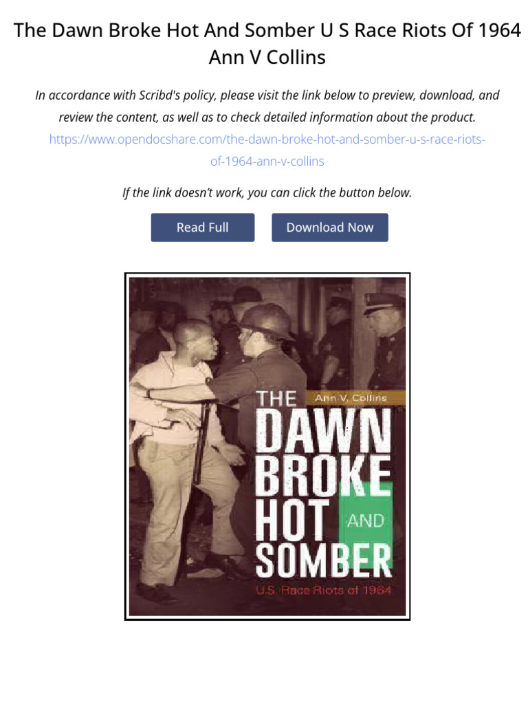 The Dawn Broke Hot and Somber U S Race Riots of 1964 Ann V Collins | PDF