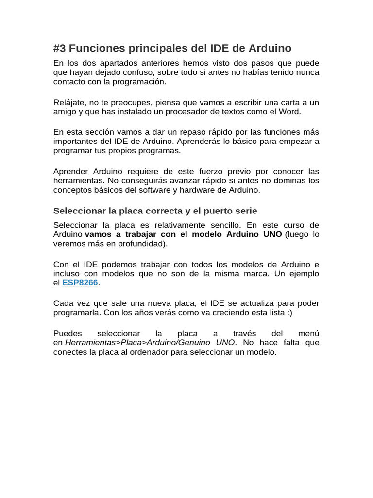 3 Funciones Principales Del IDE de Arduino | PDF | Microcontrolador | C