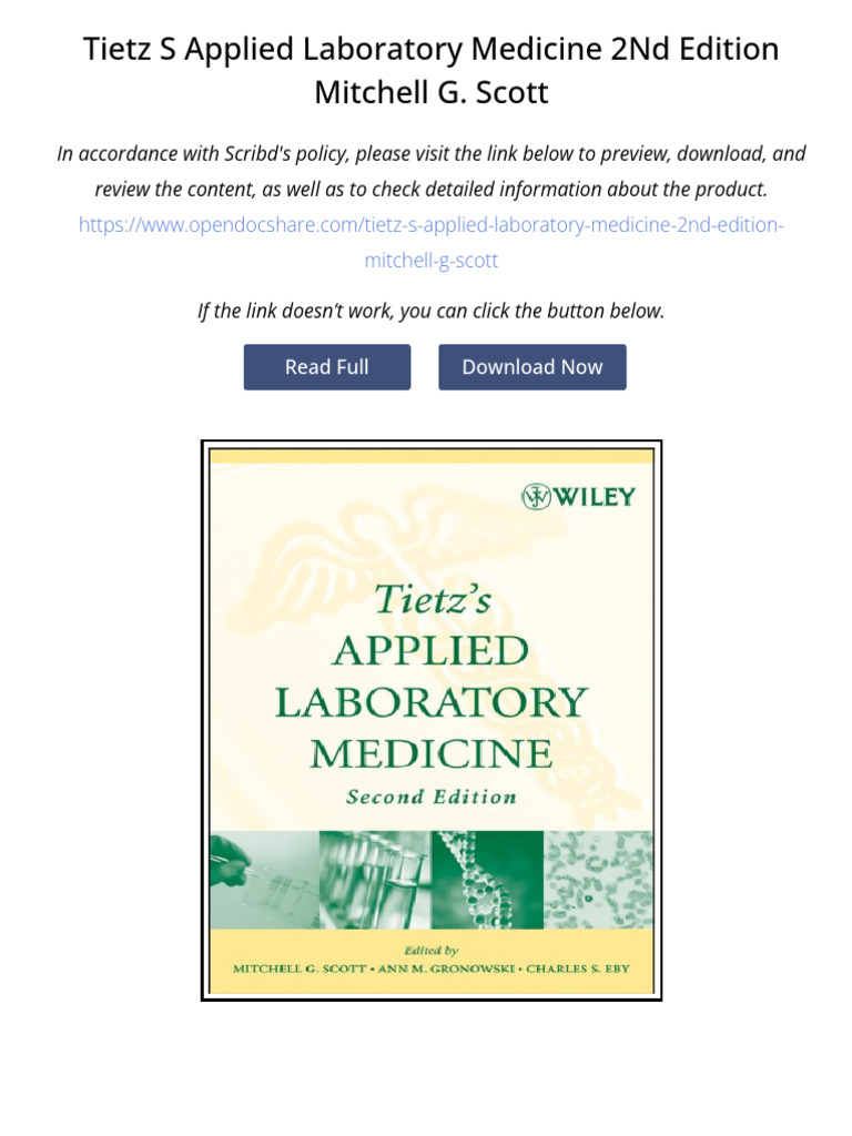 Tietz s Applied Laboratory Medicine 2nd Edition Mitchell G. Scott | PDF ...