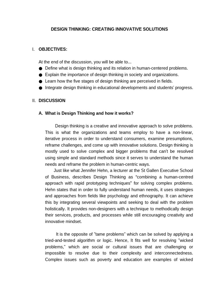 Design Thinking for Innovative Solutions | PDF | Design Thinking | Thought