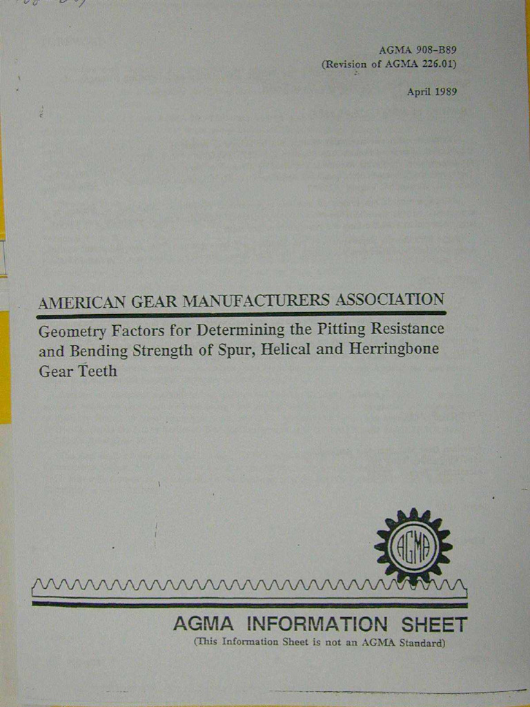 AGMA908-B89-Geometry Factorx for Determining the Pitting Resistance and ...