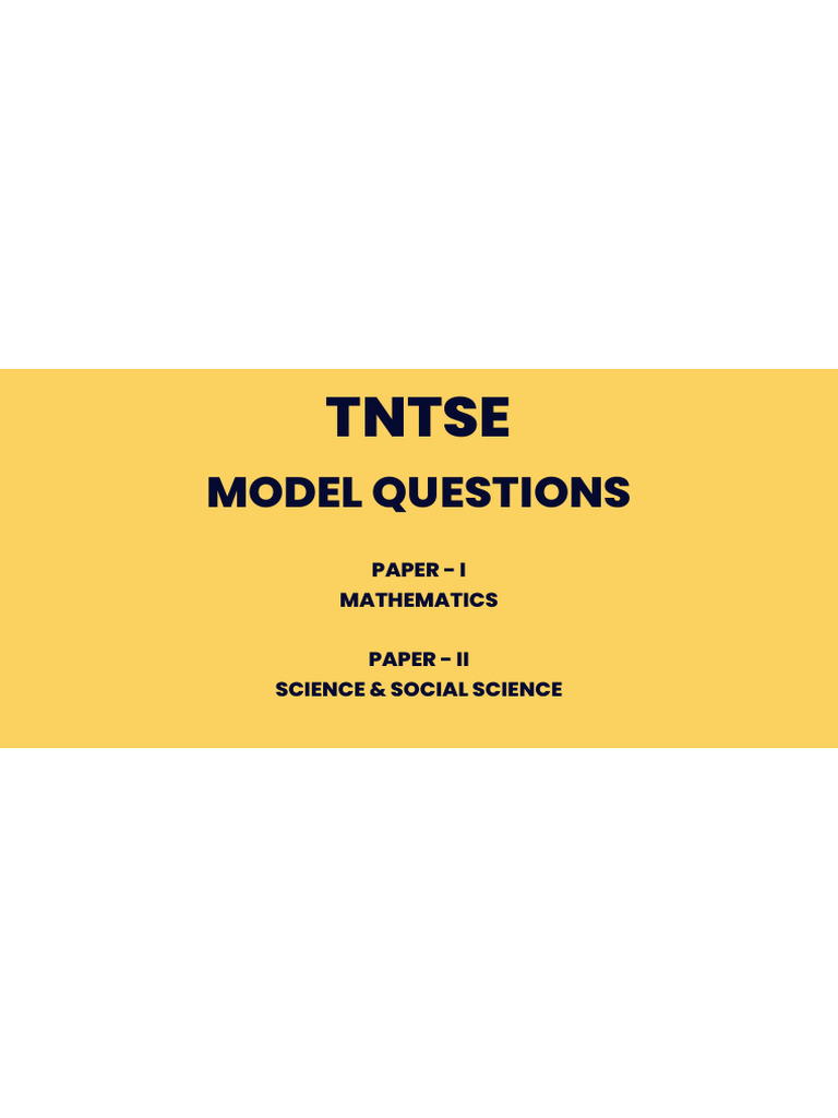 TNTSE Model Questions for Papers I & II | PDF