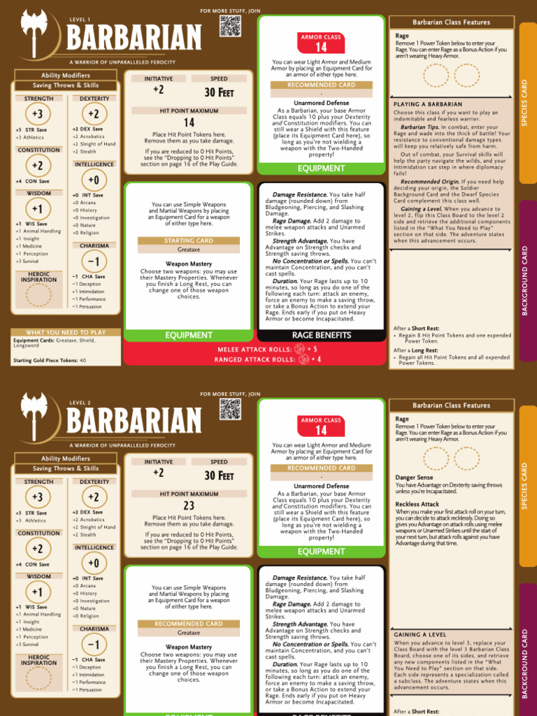 Barbarian Class Board | PDF
