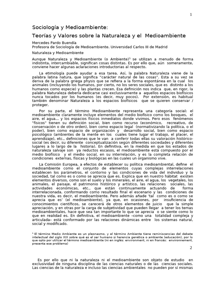 Tema 1 Sociologia -Sociedad y Medio Ambiente-Documento 1 (1) | PDF | Entorno natural | Sociedad