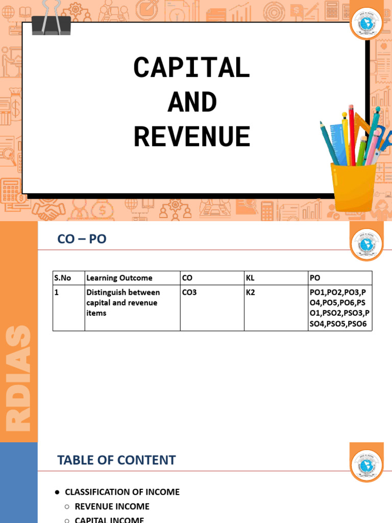 Capital and Revenue - Rdias Bcom | PDF | Expense | Revenue