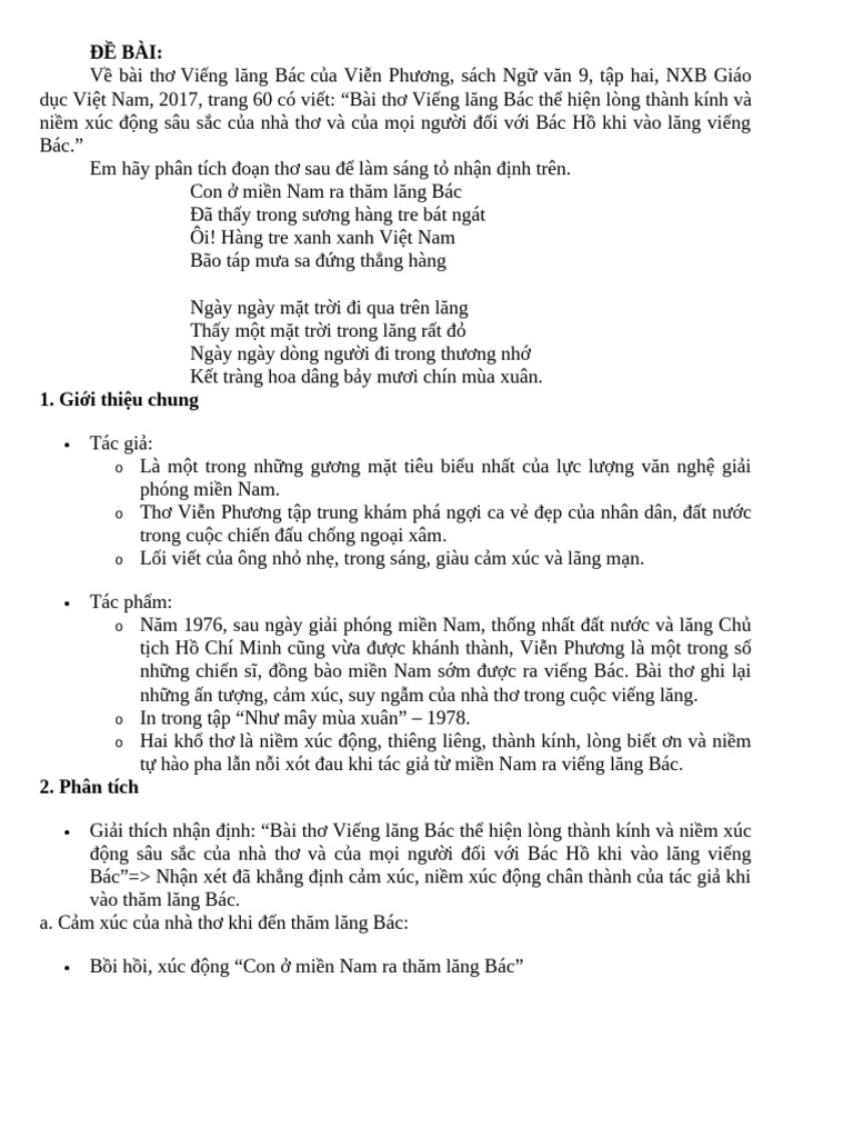 Về Bài Thơ Viếng Lăng Bác | PDF